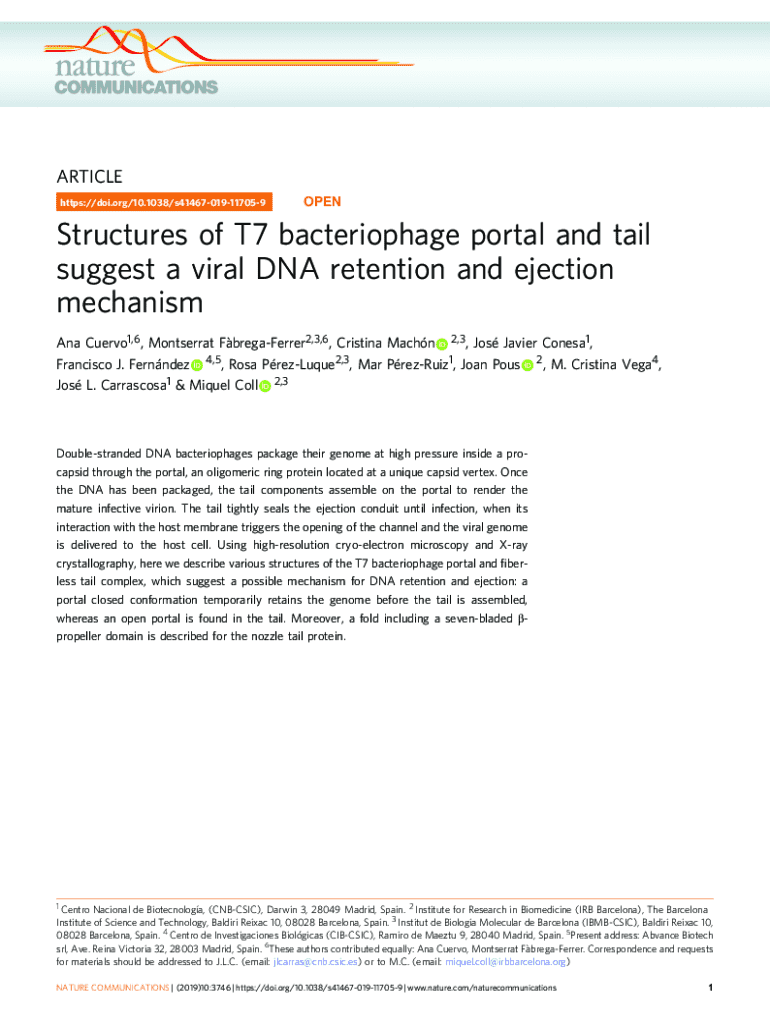 Fillable Online Structures of T7 bacteriophage portal and tail Fax ...