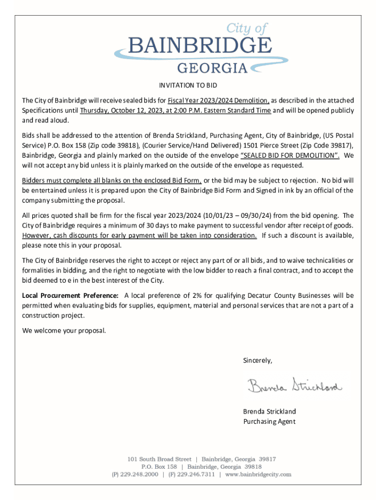 Fillable Online Invitation to Bid - Orting Emergency Evacuation Bridge ...