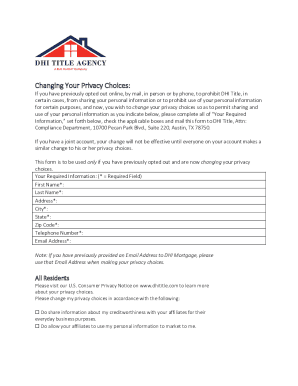 Fillable Online Changing Your Privacy Choices: Fax Email Print - pdfFiller