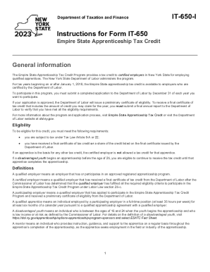 Fillable Online Instructions for Form IT-650, Empire State ...