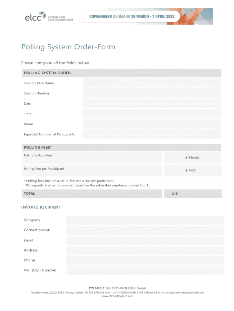 Fillable Online ELCC 2023 Polling System Order Form Fax Email Print ...