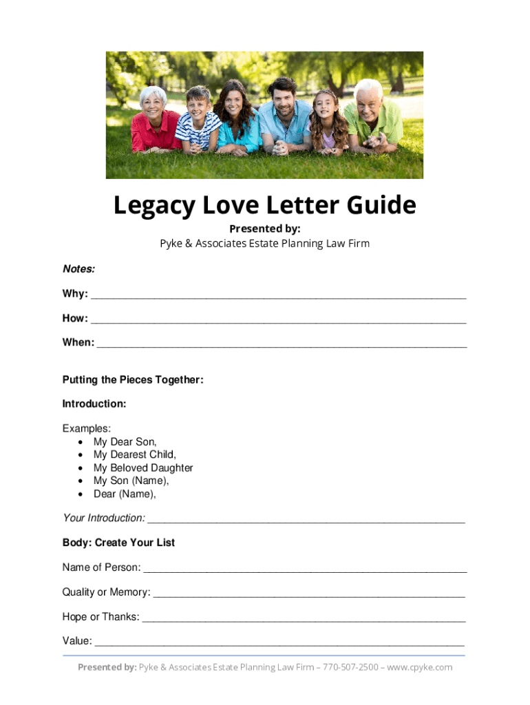 Fillable Online Legacy Love Letters Guide and Example Letters.docx Fax ...