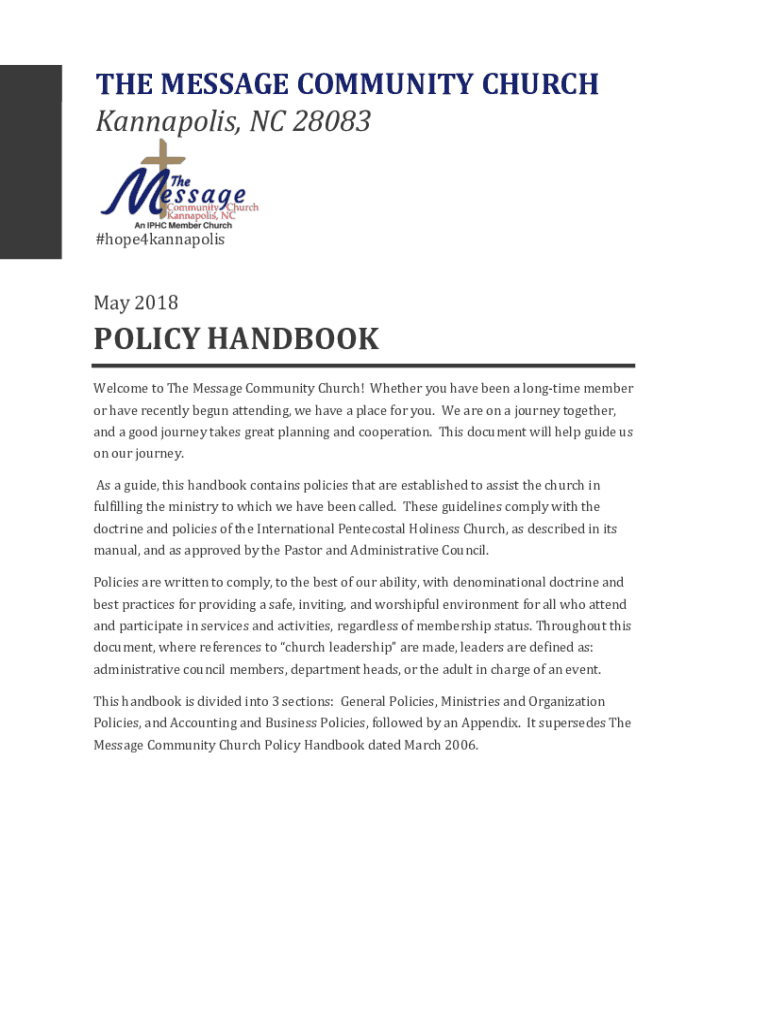 Fillable Online The Message Community ChurchAn IPHC Member Church Fax ...