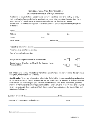 Fillable Online Extraordinary Ministers of Holy Communion Request Fax ...