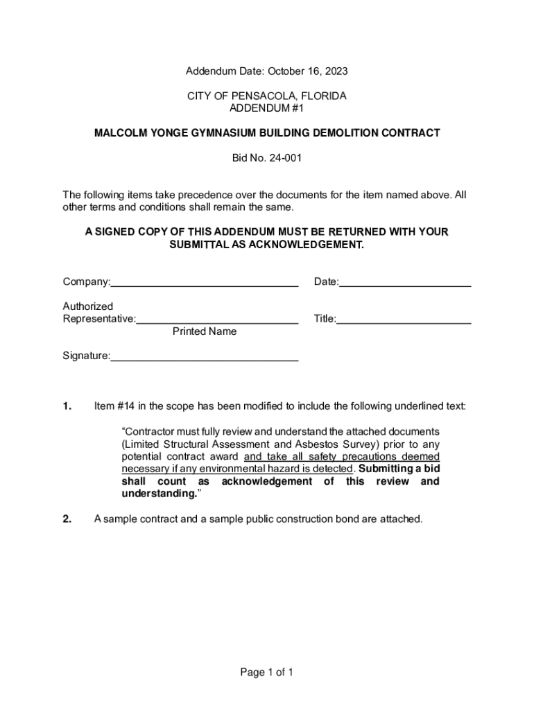 Fillable Online Page 1 of 2 Addendum Date Fax Email Print - pdfFiller