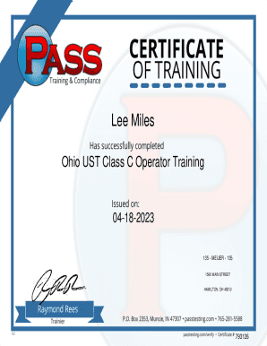 Fillable Online PASS Training Certificate Fax Email Print - pdfFiller