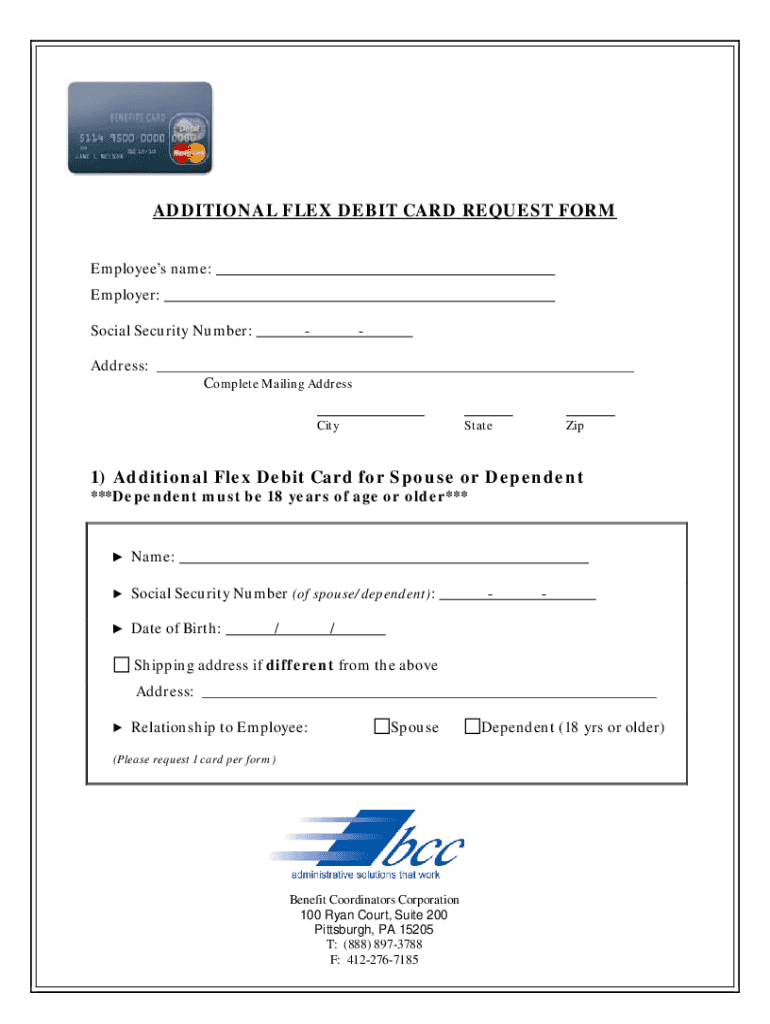 Fillable Online HR FSA Debit Card Request Form Fax Email Print - pdfFiller