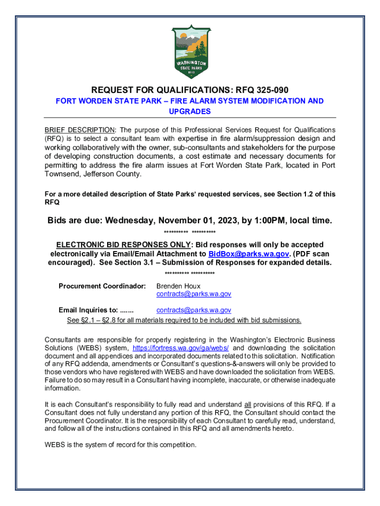 Fillable Online parks wa request for qualifications (rfq) and contract ...