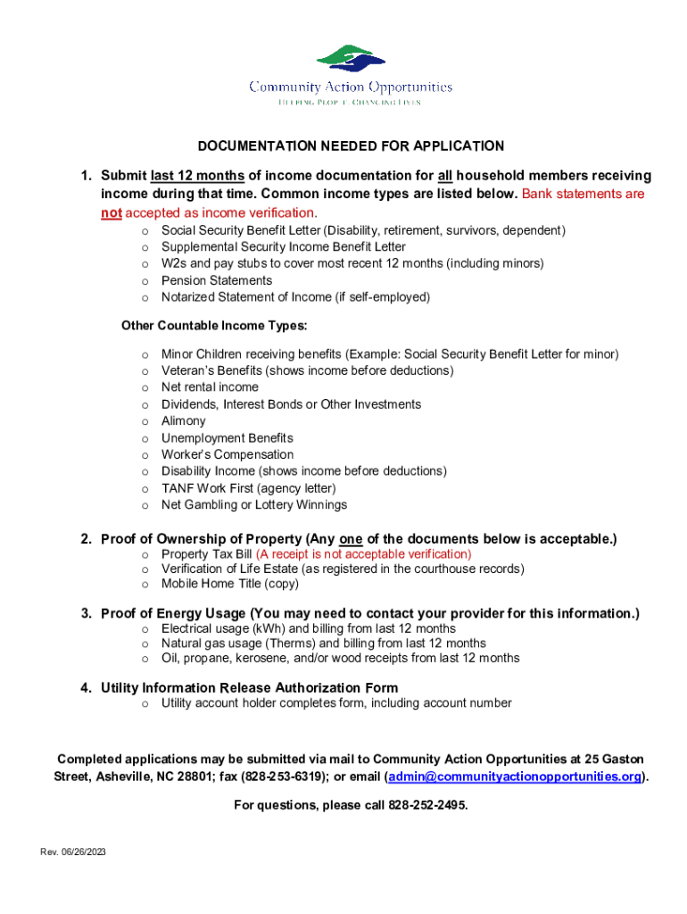 Fillable Online documentation needed for application Fax Email Print - pdfFiller