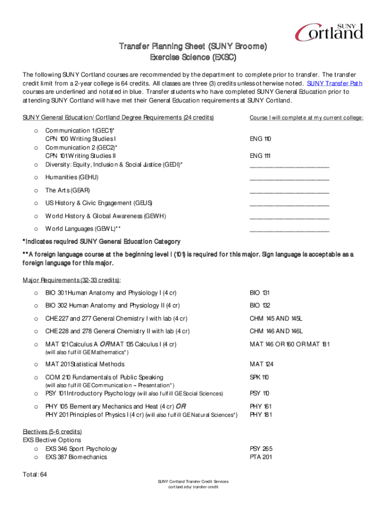 Fillable Online www2 cortland Transfer Equivalencies - Main ViewHome Fax Email Print - pdfFiller