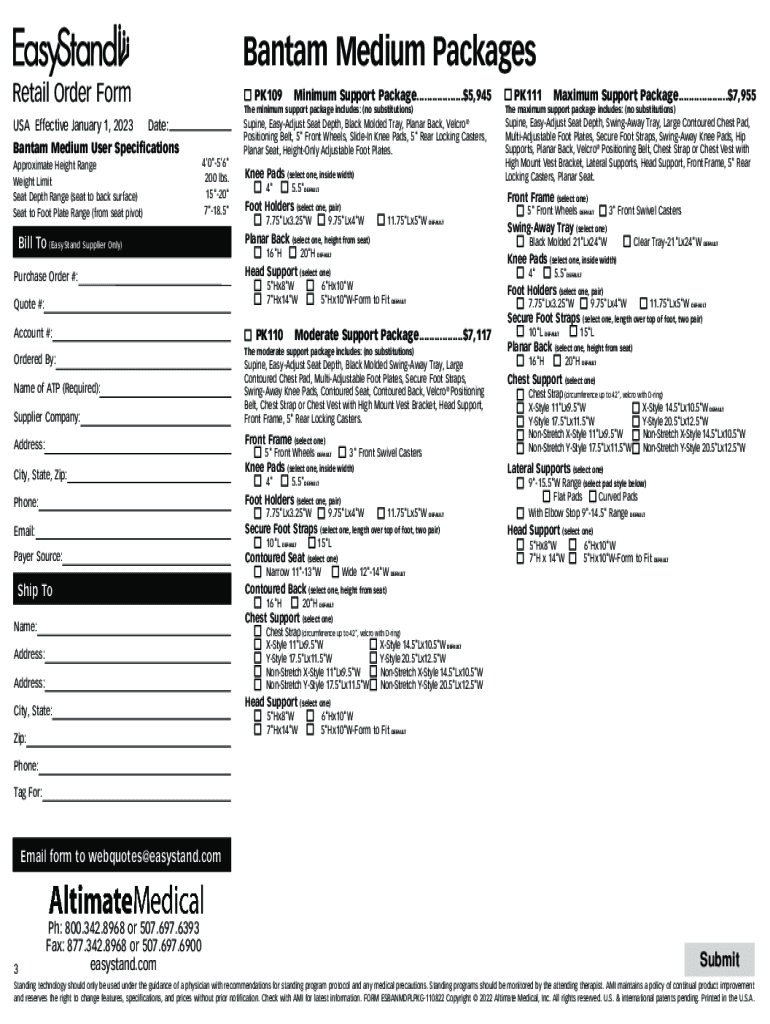 Fillable Online EasyStand Bantam - Medium - Sit to Stand/ Supine ...