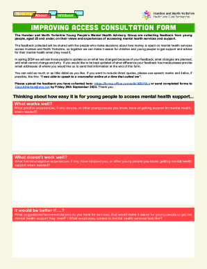 Fillable Online IMPROVING ACCESS CONSULTATION FORM Fax Email Print ...