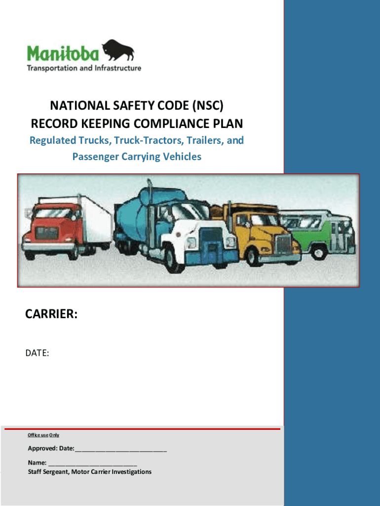 Fillable Online National Safety Code Record Keeping Compliance Plan ...