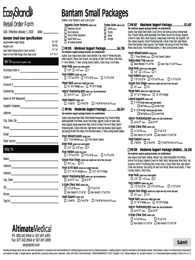 Fillable Online EasyStand Bantam sit-to-stand/supine stander, Small Fax Email Print - pdfFiller