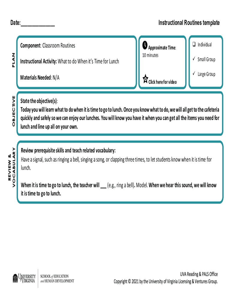 Fillable Online Easy classroom procedures and routines to engage ...