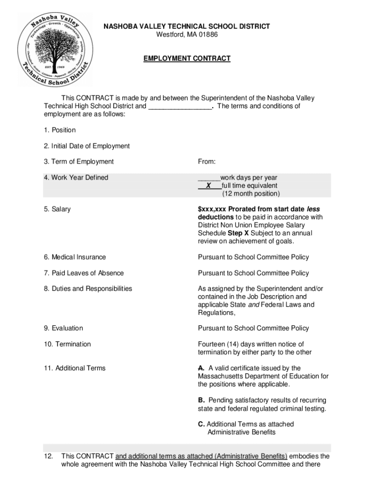 Fillable Online Employment Contract for Superintendent of Schools July 1, ... Fax Email Print ...