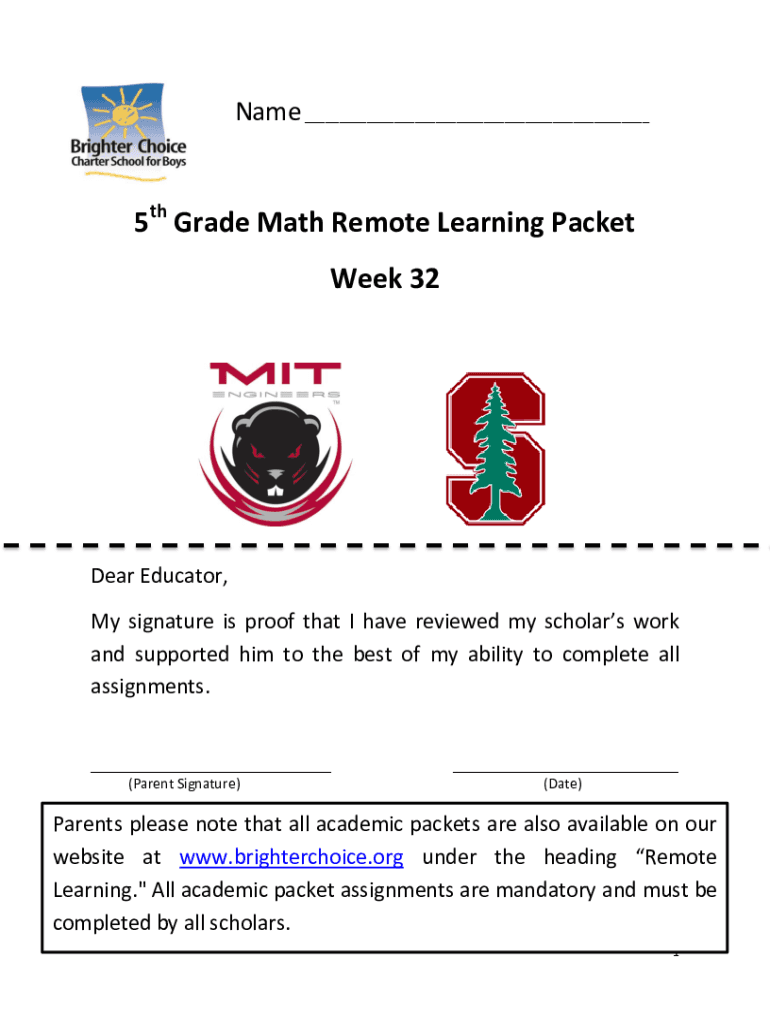 Fillable Online 5th Grade Math Spiral Review Independent Work Packets ...