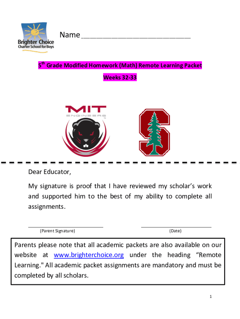 Fillable Online 5th Grade Homework Packet - Wife ... Fax Email Print ...