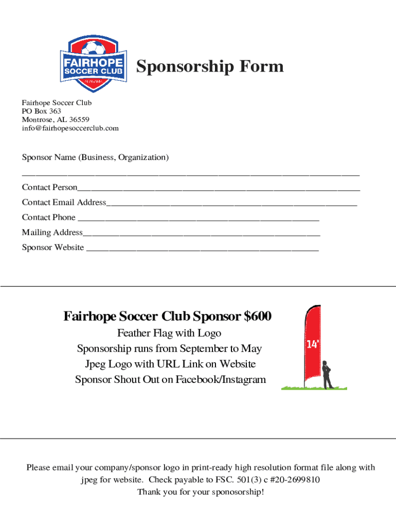 Fillable Online Sponsorship Form rev. Fax Email Print - pdfFiller