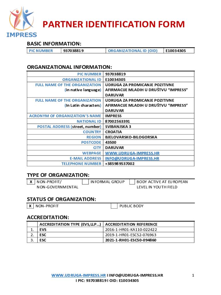 Fillable Online Partner Identification Form Template - Fill Online ...
