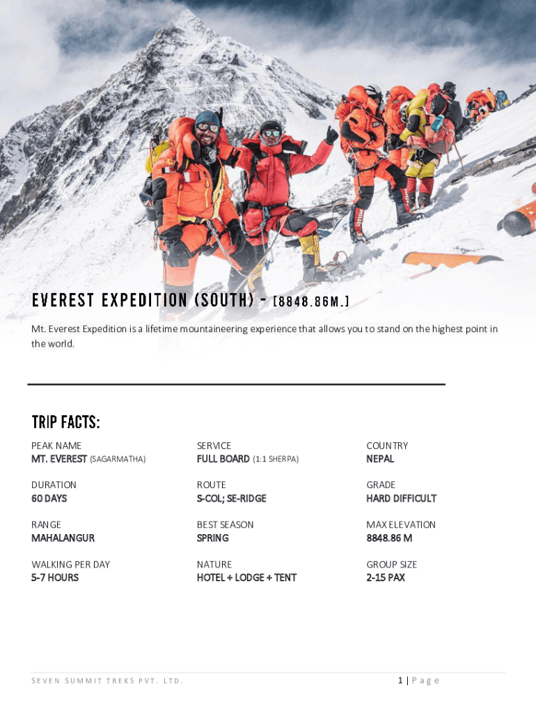 Fillable Online Seven Summit Treks MT. EVEREST EXPEDITION (8848.86M ...