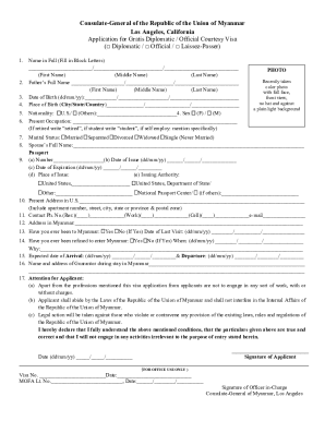 Fillable Online Gratis Diplomatic Visa Form Fax Email Print - pdfFiller