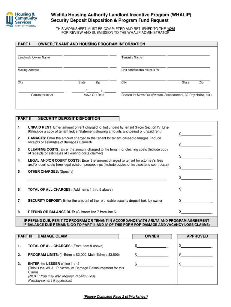 Fillable Online City of Wichita paying landlords to accept housing ...