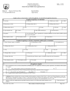 Fillable Online US FWS Form 3-200-17. Eagle Falconry Federal Fish and ...