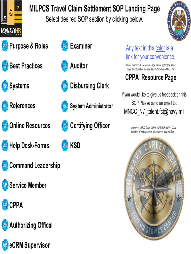 Fillable Online TDY Travel Claim Settelement SOP Landing Page - MyNavy ...