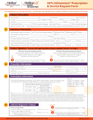 Fillable Online Prescription & Service Request Form. Prescription ...