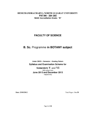 Fillable Online B. Sc. Programme in BOTANY subject Semesters V and VI Fax Email Print - pdfFiller