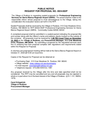 Fillable Online public notice request for proposal no. 2024-002p Fax ...
