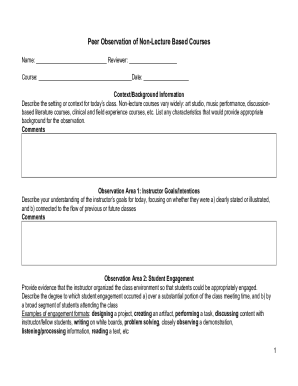 Fillable Online Peer Observation of Lecture-Based Teaching, Form 1 ...