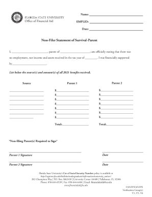 Fillable Online financialaid fsu 2021 Parent(s) Income Tax Return Non ...