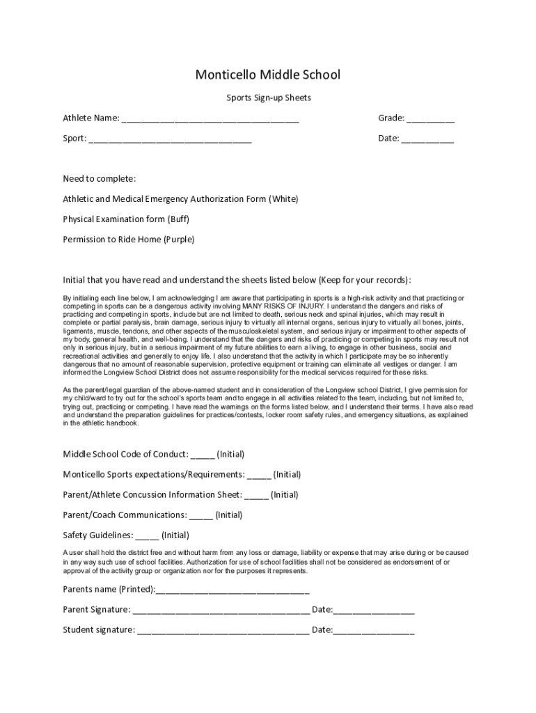 Fillable Online Copy of Sports sign up sheet.docx Fax Email Print ...