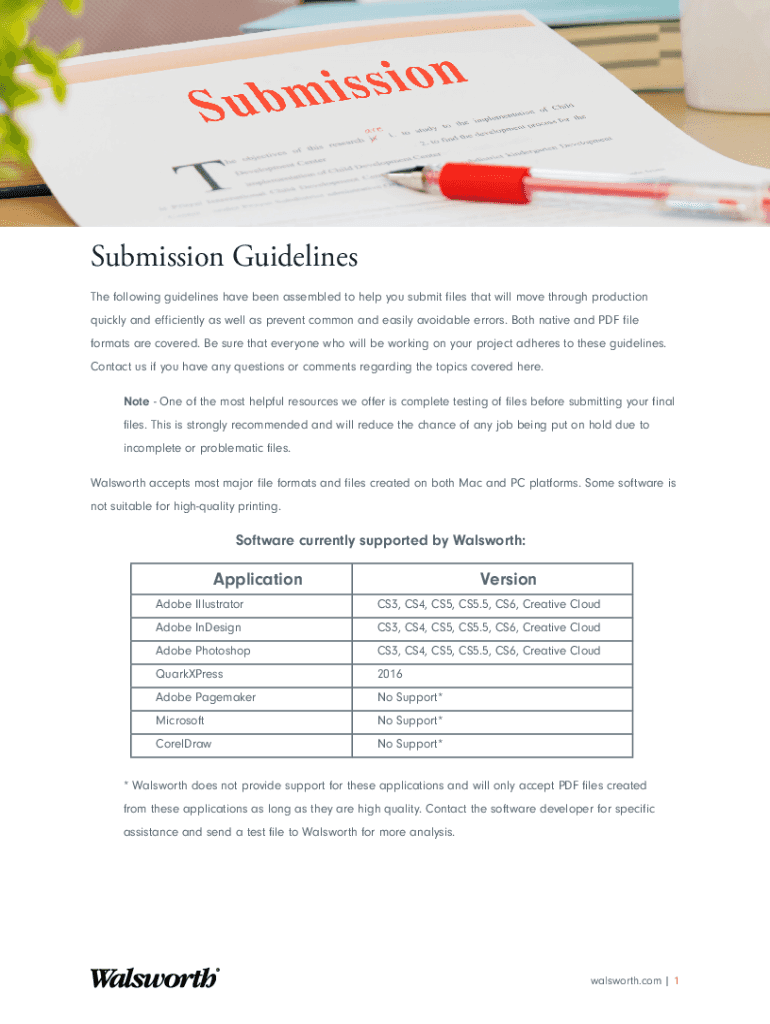 Fillable Online Submission Guidelines - WalsworthPrinting Fax Email ...
