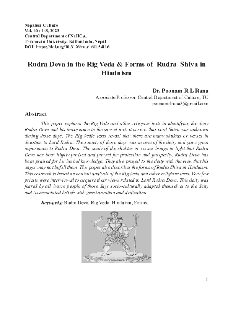 Fillable Online Rudra Deva in the Rig Veda & Forms of Rudra Shiva in ...