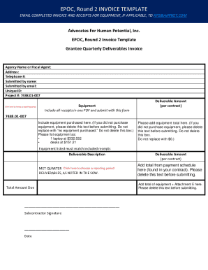 Fillable Online EPOC, Round 2 Invoice Template. EPOC, Round 2 Invoice ...