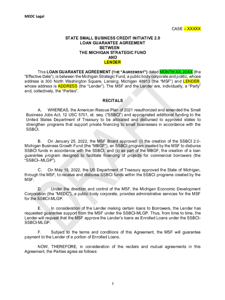 Fillable Online ssbci-2.0---cash-collateral-deposit-agreement ...