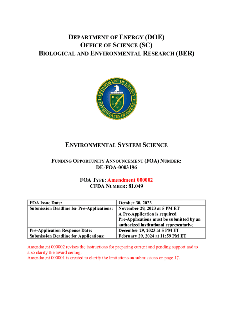 Fillable Online Department of Energy DE-FOA-0003196: Environmental ...