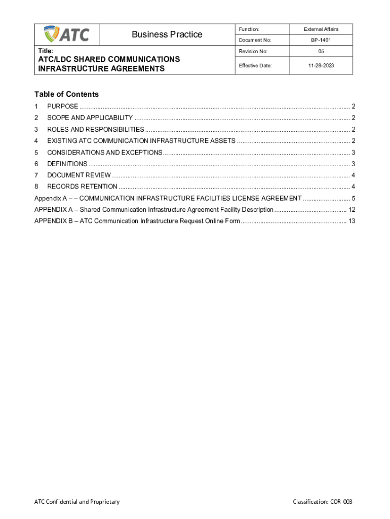 Fillable Online ATC LDC Shared Communications Infrastructure Agreement.docx Fax Email Print ...