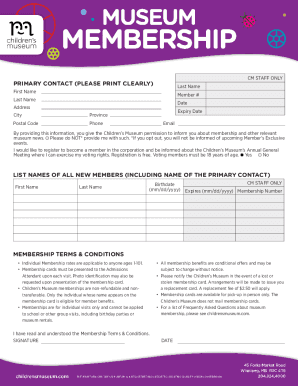 Children’s Museum Membership Registration - Fill Online, Printable ...