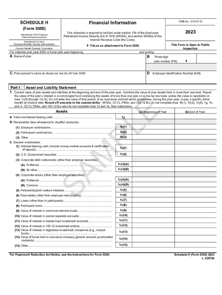 Fillable Online informational copies of the 2023 Form 5500 ... Fax ...