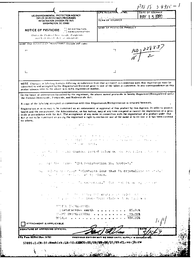 Fillable Online U.S. EPA, Pesticide Product Label, , 05/15/1989 ...