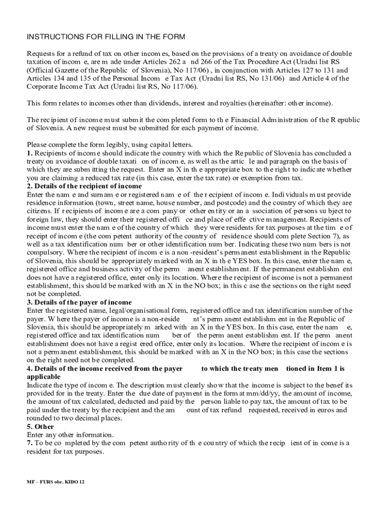 Fillable Online edavki durs DOMANDA DI RIMBORSO DELL'IMPOSTA SUGLI ...