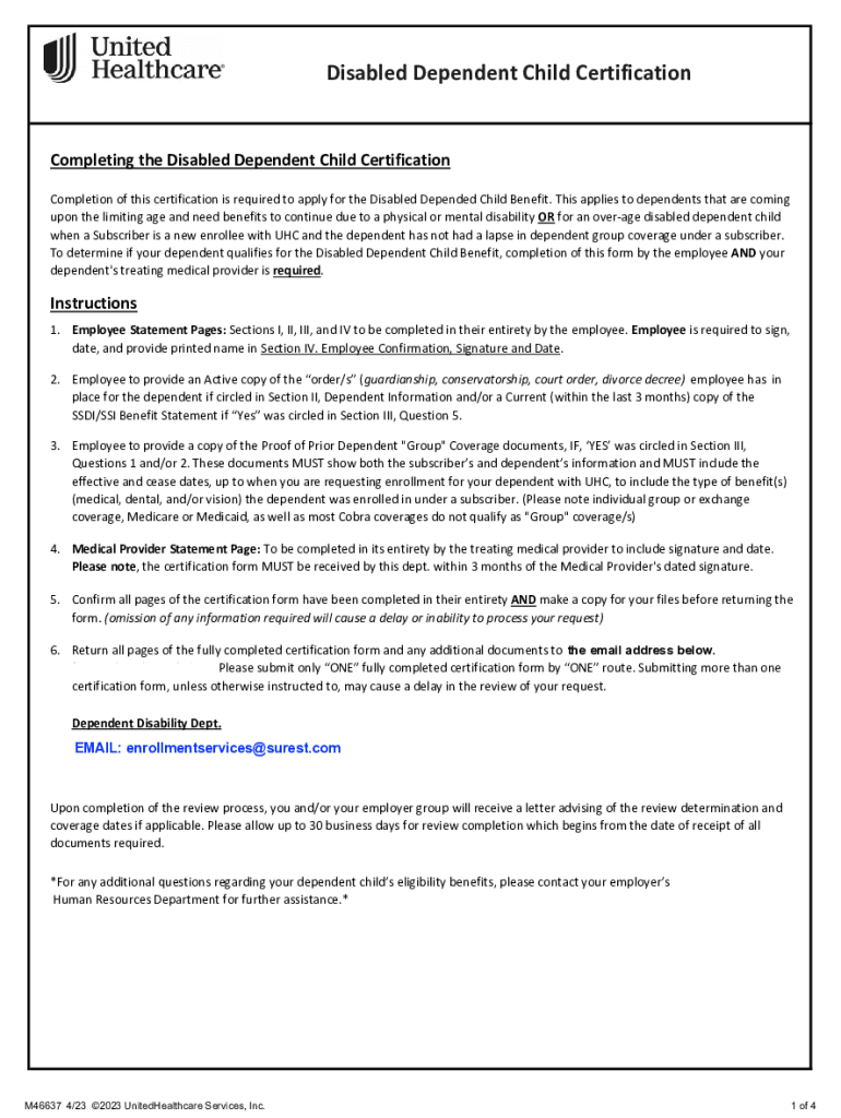 Fillable Online Completing the Disabled Dependent Child Certification ...