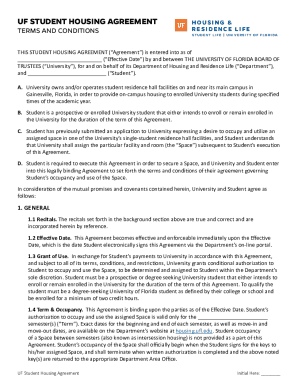 Fillable Online housing ufl UF STUDENT HOUSING AGREEMENT Fax Email ...
