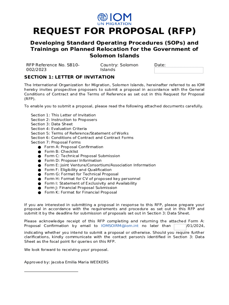 REQUEST FOR PROPOSAL (RFP) - IOM Australia Doc Template | pdfFiller