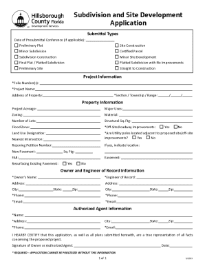 Fillable Online Subdivision and Site Development Application. Site and ...