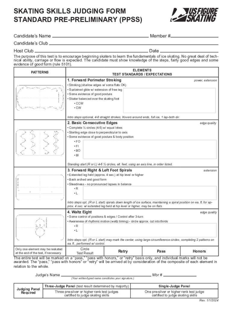 Fillable Online SKATING SKILLS JUDGING FORM STANDARD PRE ... Fax Email ...